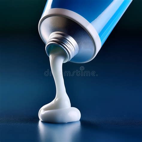 Toothpaste Being Squeezed Out Of A Tube Isolated On Dark Blue