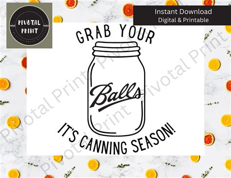Grab Your Balls Its Canning Season Svg Png Jpeg Pdf Etsy