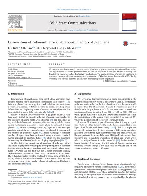 Pdf Observation Of Coherent Lattice Vibrations In Epitaxial Graphene
