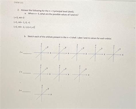 solved chem 131 2 answer the following for the n 3