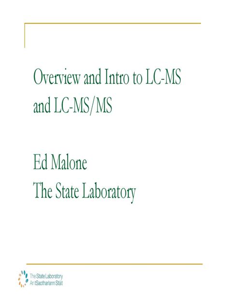 Overview And Intro To Lcms And Lcmsms Pdf Electrospray Ionization