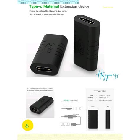 Jack Usb C Female To Female Usb Type C Extender Adapter Charge Shopee