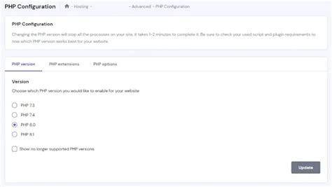 how to upgrade php version in hostinger tial wizards education