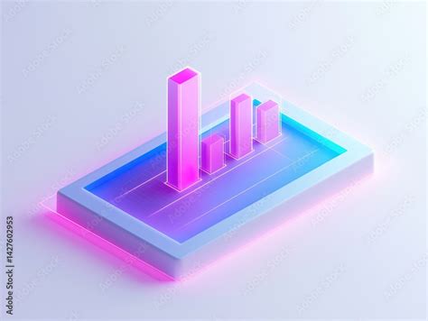 Isometric 3d Icon Of A Data Chart Featuring Bar And Line Graphs With A Frosted Glass Texture