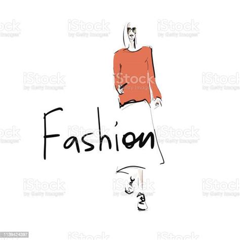 손으로 그린 패션 그림입니다 선글라스에 있는 세련 된 젊은 여자 길거리 스타일에 대한 스톡 벡터 아트 및 기타 이미지 길거리