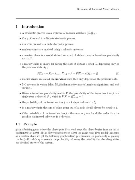 Discrete Finite Markov Chains Notes Pdf Markov Chain Discrete