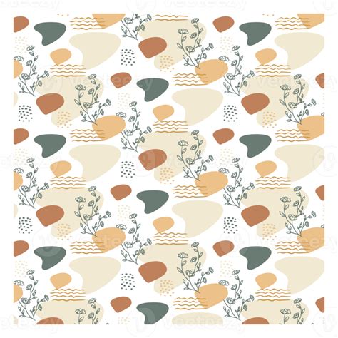 Boho Blob Shape And Floral Seamless Pattern 11459154 Png