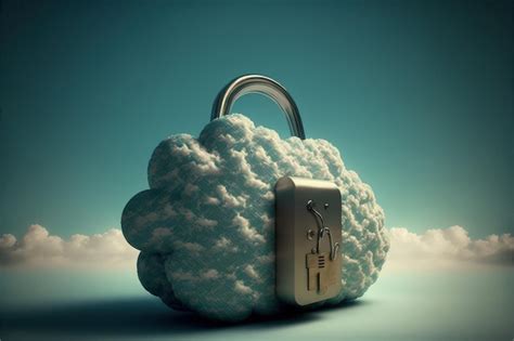 Premium Ai Image Data Cloud With Padlock Cloud Data Security Concept Ai
