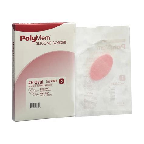 Polymem Oval Shape Silicone Border Foam Dressing 35 X 5 Inch Case Of 25