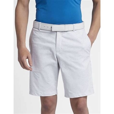 Nike Shorts Nike Mens Drifit Flex Fabric Light Grey Striped Slim Fit Golf Shorts In White