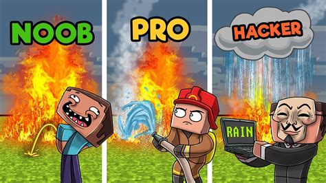 Minecraft FIRE RESCUE MISSION NOOB Vs PRO Vs HACKER YouTube