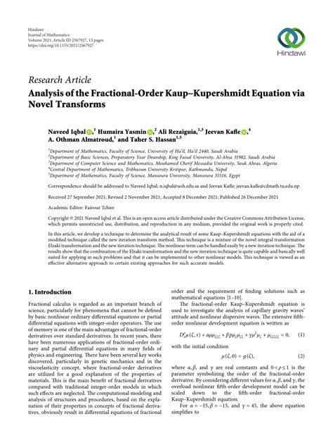 Pdf Analysis Of The Fractional Order Kaupkupershmidt Equation Via Novel Transforms