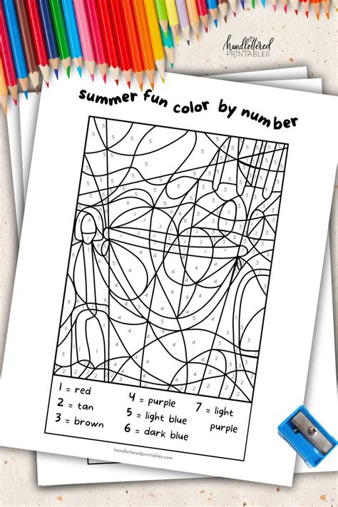 Free Printable Summer Color By Number Activity Pages Hand Lettered