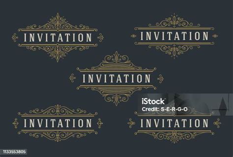 초대 또는 인사말 카드에 대 한 화려한 장식 벡터 빈티지 디자인의 집합 0명에 대한 스톡 벡터 아트 및 기타 이미지 0명 고전 양식 고풍스런 Istock