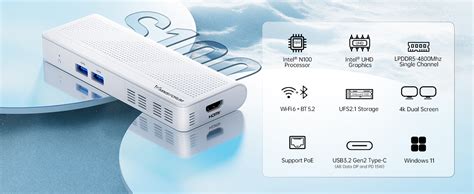 Minisforum S100 Desktop Computer Lpddr5 8gb Ram 128 Ssd