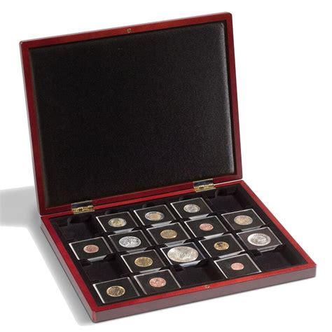 Wooden Coin Presentation Case With 20 Square Blank Fields 50 X 50mm