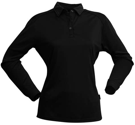 Womens Long Sleeve Freshen Polo Shirts Black The Uniform Edit
