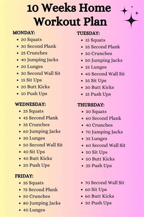 10 Weeks Home Workout Plan No Gym In 2024 At Home Workout Plan