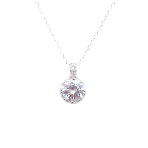 Sterling Silver Simple Round Cz Pendant Necklace Sstp00853
