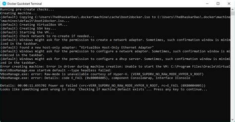 Docker Toolbox Is Not Starting In Win Details Power Up Failed Issue