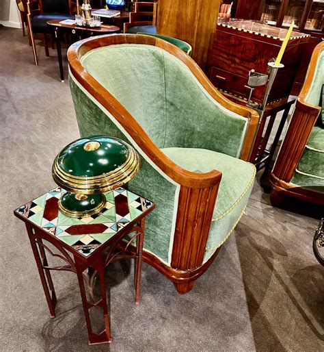 Jules Leleu Vintage French Art Deco Sofa Suite With Pair Of Chairs