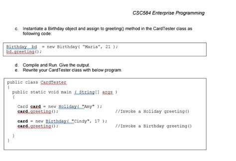 Solved Csc584 Enterprise Programming C Instantiate A