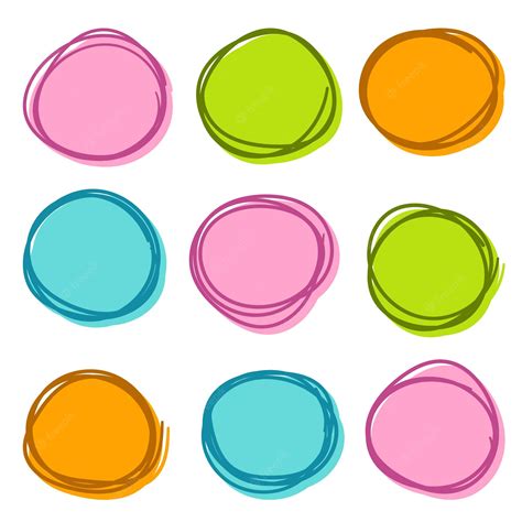 Premium Vector Set Of Color Circle Line Sketch
