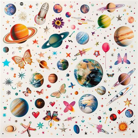 a collage of various celestial objects planets and stars with colorful