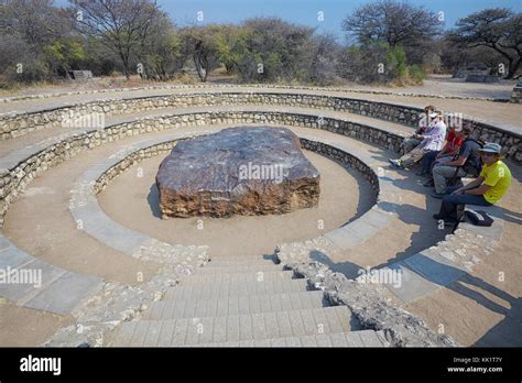 Tourists At Hoba Meteorite Near Grootfontein Namibia Africa Stock