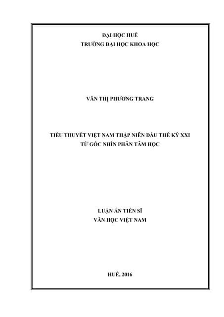 Luận án Tiểu Thuyết Việt Nam Thập Niên đầu Thế Kỷ Xxi Hay Pdf