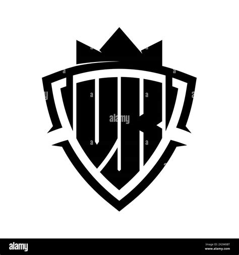 Vk Letter Bold Monogram With Triangle Curve Shield Shape With Crown