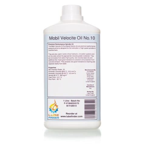1l Mobil Velocite Oil No 10 Iso Vg 22 Spindle Oil 10 Ebay