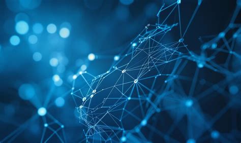Abstract Blue Background With Connecting Dots And Lines Network Connection Premium Ai