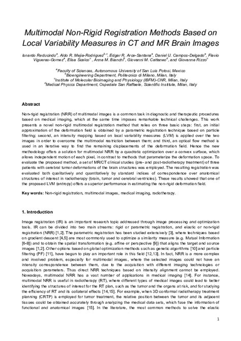 Pdf Multimodal Non Rigid Registration Methods Based On Demons Models