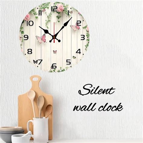Деревянные бесшумные настенные часы с дизайном бабочки и цветка Aliexpress