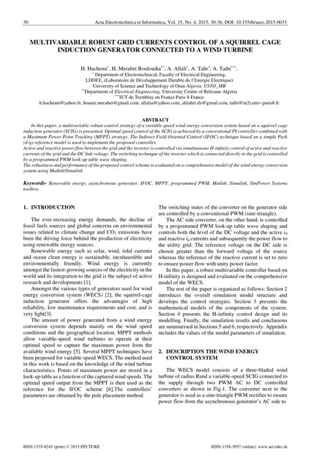 Pdf Multivariable Robust Grid Currents Control Of A Squirrel Cage Induction Generator
