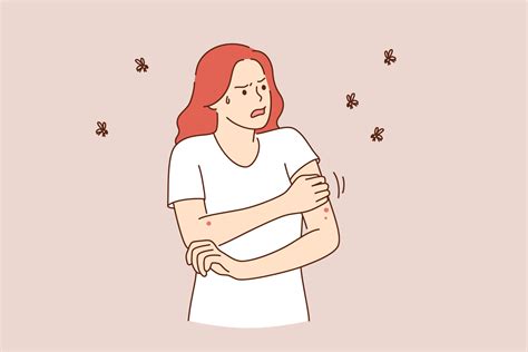 Allergic Reaction Of Skin Concept Young Irritated Woman Cartoon