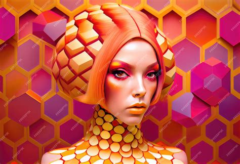 Premium Photo Futuristic Stylish Fashion Art With Hexagonal Shape