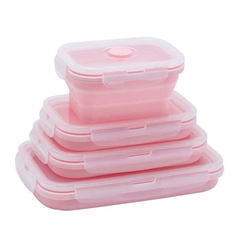 4 Pcs Set Collapsible Silicone Food Storage Containers Folding Etsy