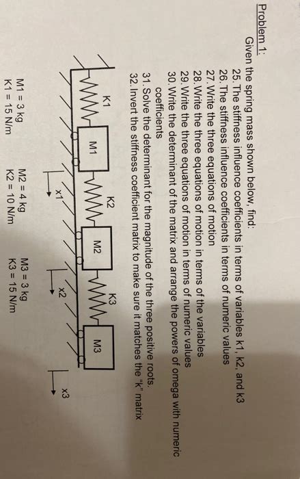 Solved Problem 1 Given The Spring Mass Shown Below Find