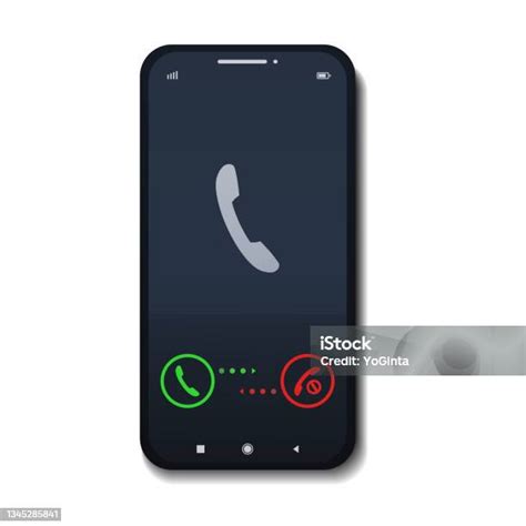 스마트폰 화면에서 수신 전화 전화 통화 디자인 개념에 응답하거나 거절합니다 Brand Name Smart Phone에 대한 스톡