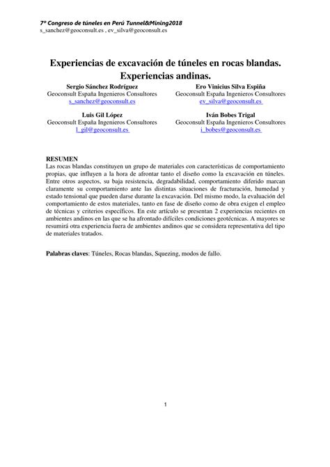PDF Experiencias de excavación de túneles en rocas blandas