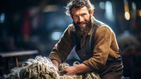 Premium Photo Wool Shearer Expertly Harvesting Wool