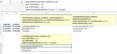 Excel How Do I Create Array For Sequence Of Months Between 2 Dates Stack Overflow
