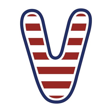 애국 편지 V 빨간 줄무늬 미국 국기 기호 프리미엄 벡터