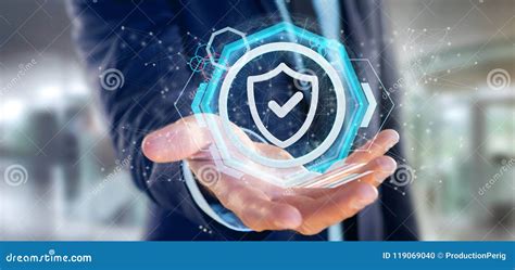 Man Holding A Shield Web Security Concept D Rendering Stock Photo Image Of Shield Success