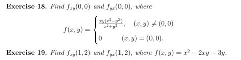 solved exercise 18 find fxy 0 0 and fyx 0 0 where