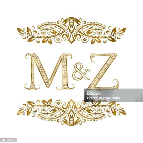 Ilustración De Símbolo De Las Iniciales Vintage M Y Z Las Letras Están