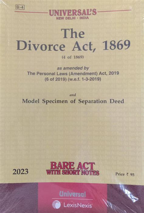 Lexis Nexiss The Divorce Act 1869 Bare Act 2023 Edition