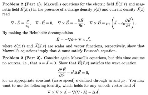 Solved Problem 2 Part 1 Maxwells Equations For The